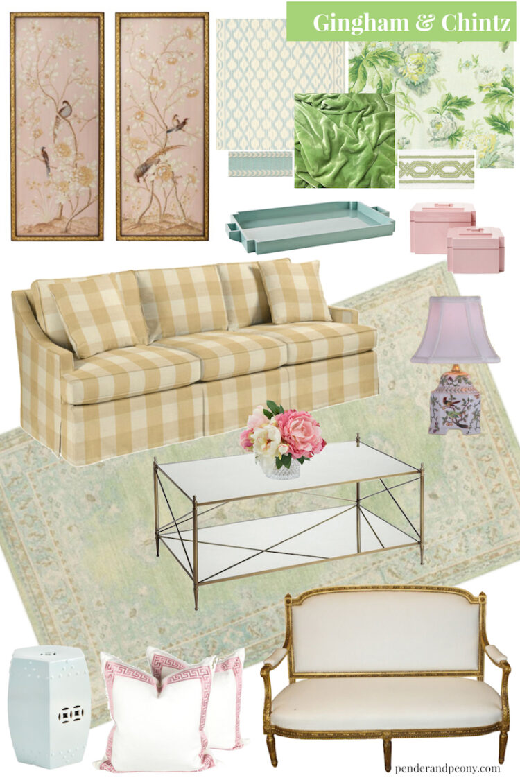 A Gingham and Chintz Romance in the Living Room – Pender & Peony – A ...
