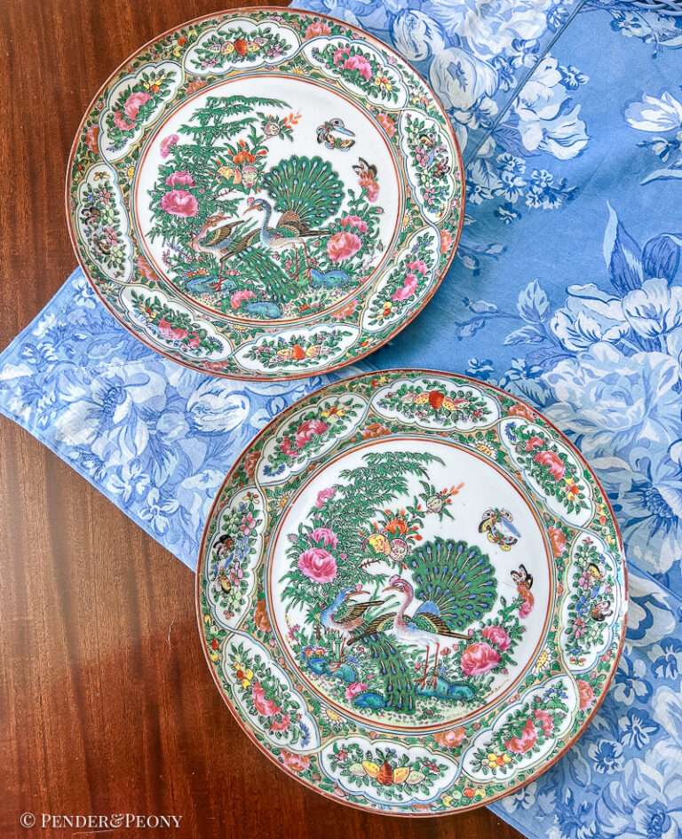 Antique Rose Canton Peacock Plates - Pender & Peony - A Southern Blog