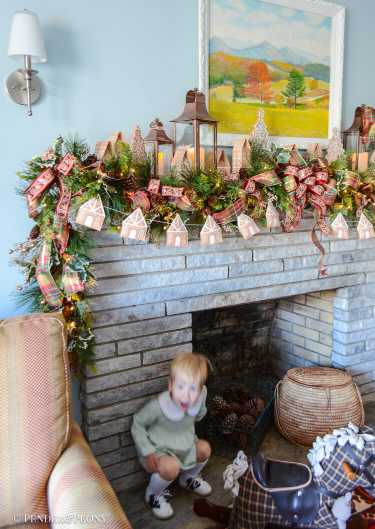 family-room-fireplace-christmas-decorations-gingerbread-village-1 ...